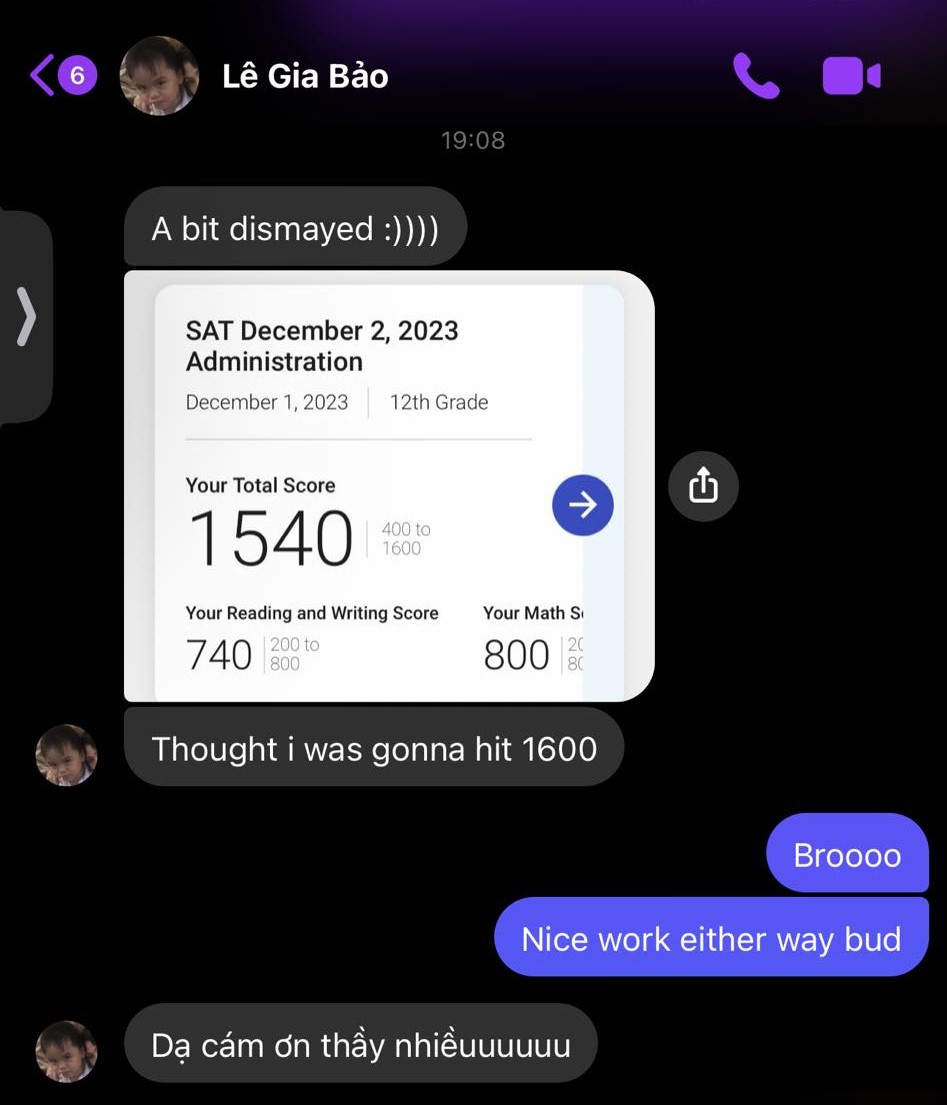 ️Gia Bảo Xuất Sắc Chinh Phục 1540 SAT, Lọt Top 1% Thế Giới Sau Khóa Học ...